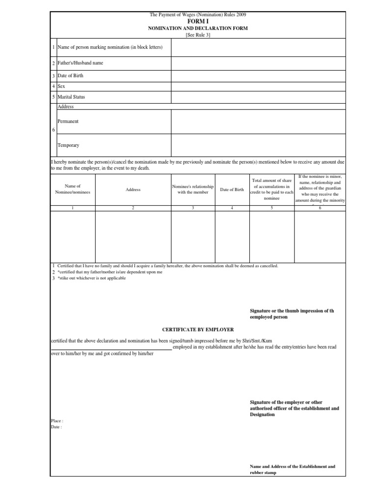 Form I: Nomination and Declaration Form | PDF