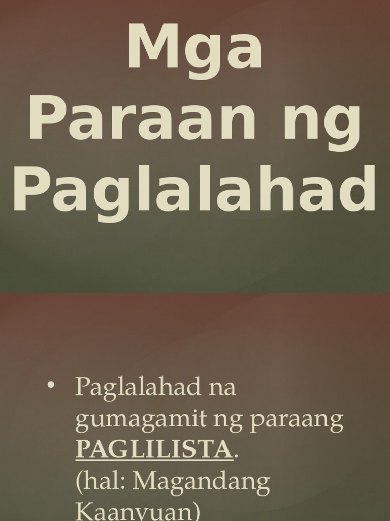 Mga Paraan NG Paglalahad | PDF