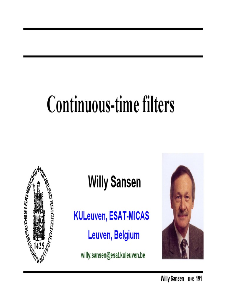 Willy Sansen CT Filters | PDF | Electronic Filter | Operational Amplifier