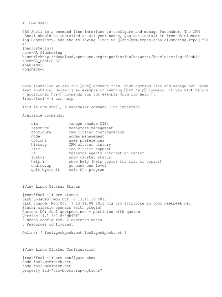 CRM Commands | PDF | Computer Cluster | Apache Http Server