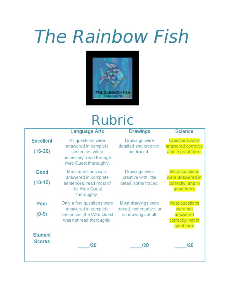 The Rainbow Fish Rubric | PDF