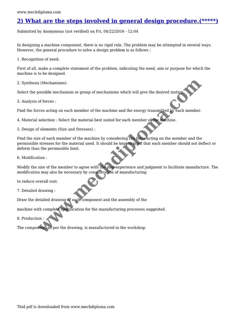 Engineering Diploma Resources - 2) What Are The Steps Involved in ...