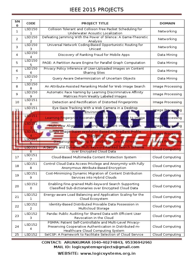 IEEE 2015 .NET Projects List | PDF | Cloud Computing | Encryption