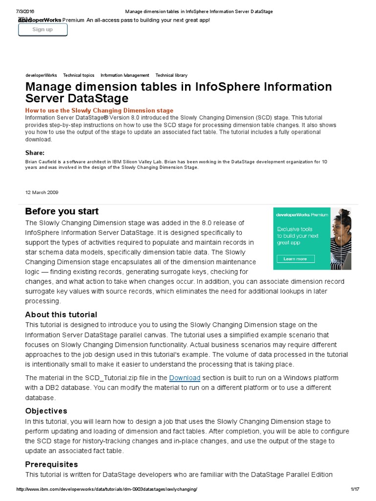 Manage Dimension Tables in InfoSphere Information Server DataStage | PDF | Databases ...