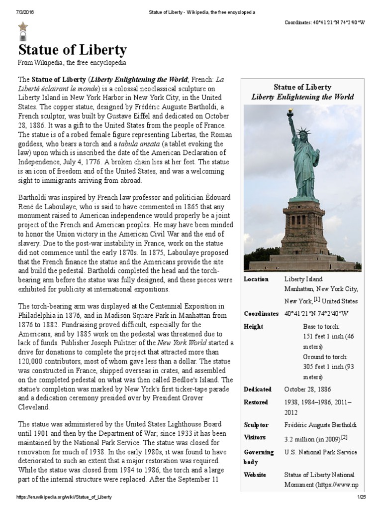 Statue of Liberty | PDF | Sculpture