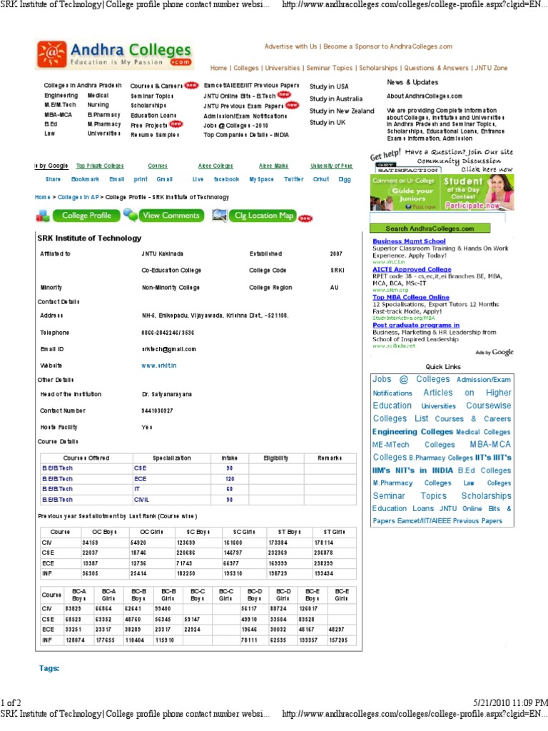 SRK Institute of Technology | PDF