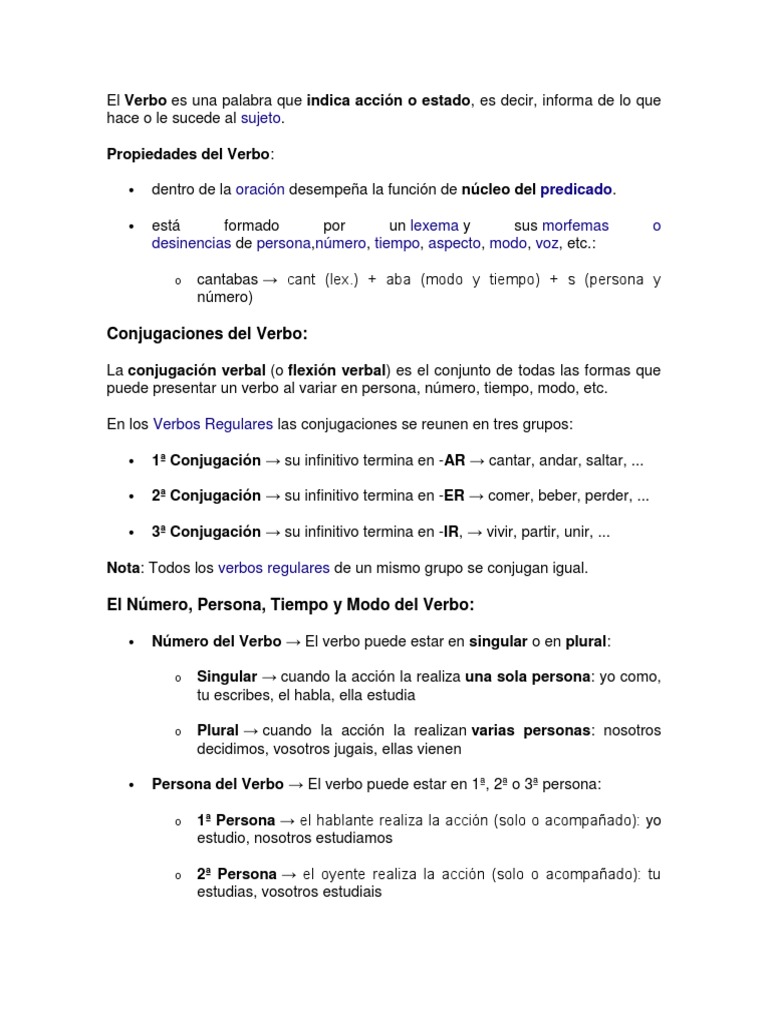 Función y Conjugación del Verbo | PDF | Verbo | Conjugación gramatical