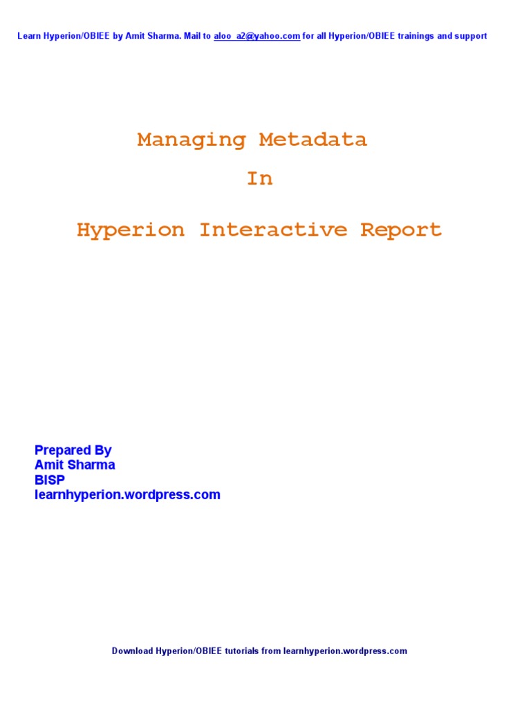 IR MetaData Guide | PDF | Metadata | Data Model