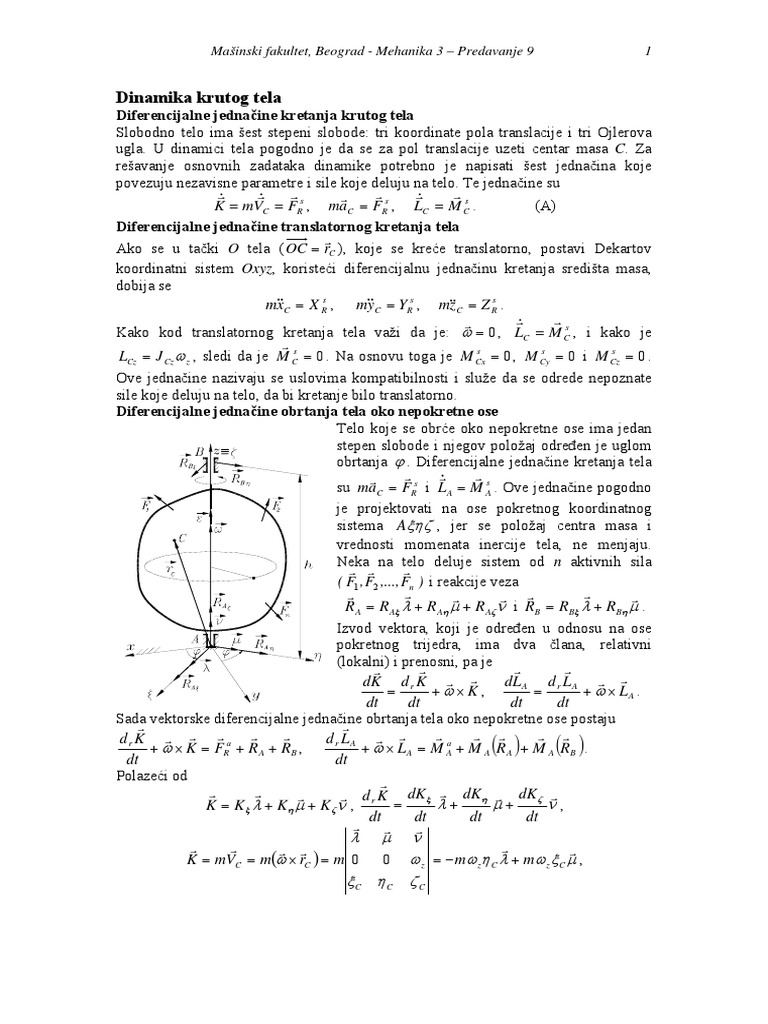 Mehanika 3-Predavanje 9 PDF | PDF