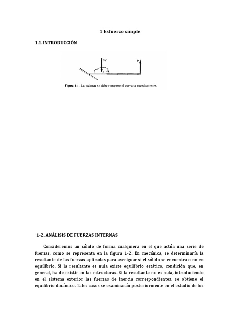 Capitulo 1 Esfuerzo Simple | PDF | Estrés (Mecánica) | Esfuerzo cortante