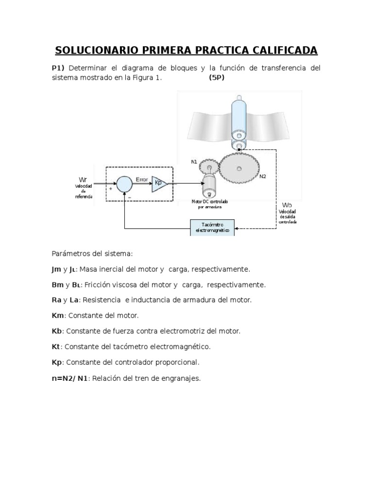 Solucionario Primera Practica Calificada Control I | PDF