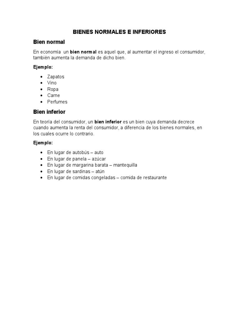 Bienes Normales e Inferiores | PDF