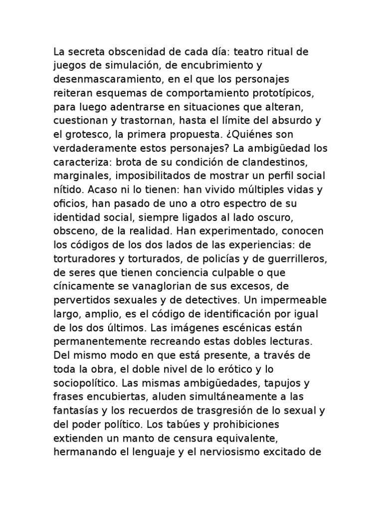 La Secreta Obscenidad de Cada Día | PDF