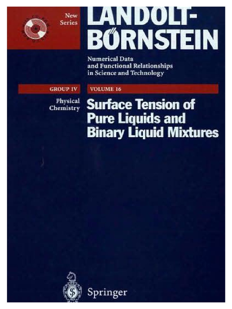Surface Tension Of Pure Liquids And Binary Liquid Mixtures Pdf