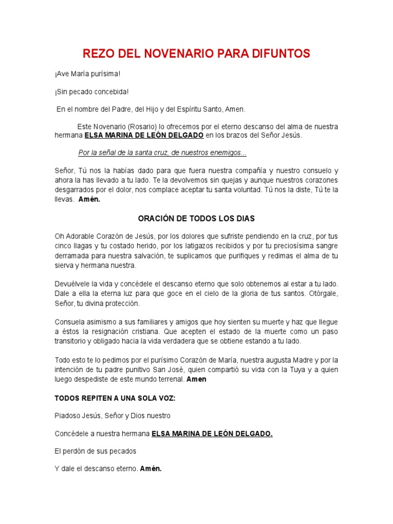 Rezo Del Novenario Para Difuntos | María, madre de Jesús | Oración