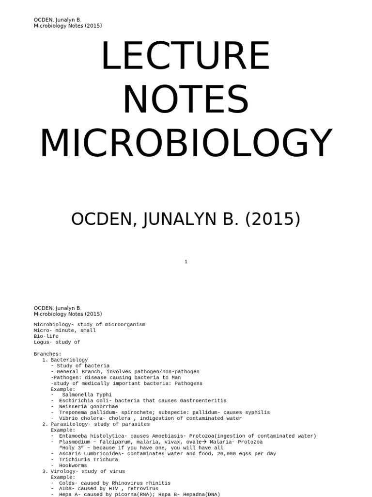 Microbiology Lecture Notes Overview | PDF | Bacteria | Streptococcus