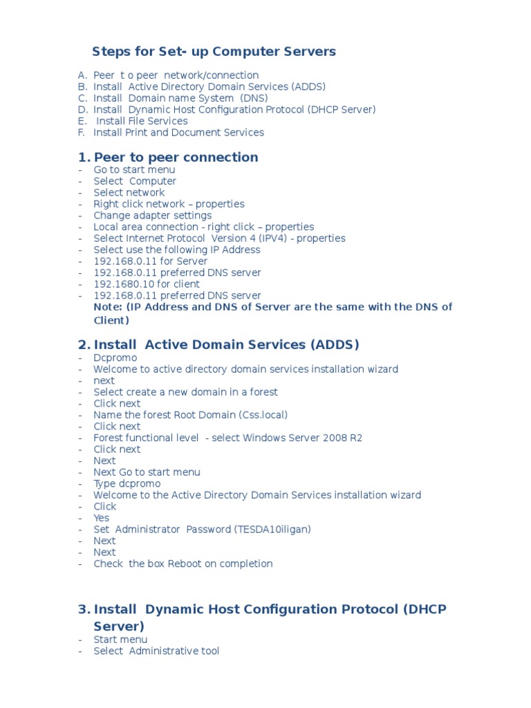 Steps For Setup Server | PDF | Group Policy | Domain Name System
