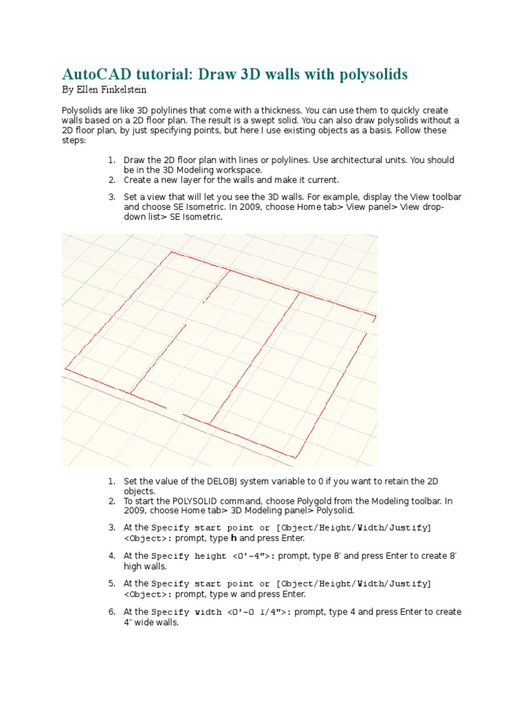 Create 3D Walls in AutoCAD with Polysolid | PDF | Art | Technology ...