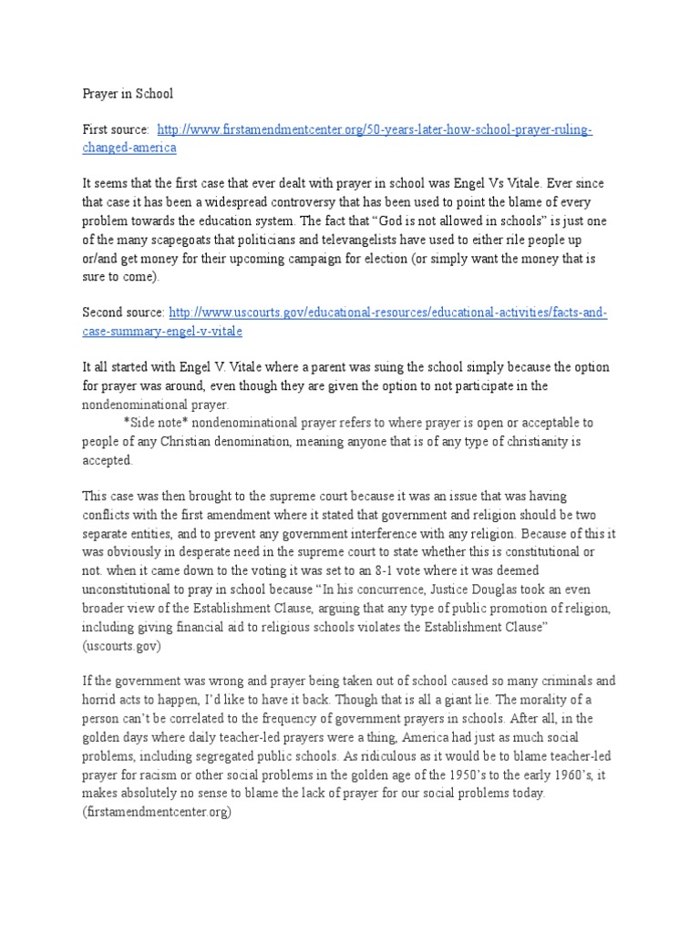 Understanding School Prayer Controversy | PDF | Establishment Clause ...