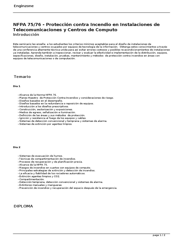 Enginzone-NFPA 75-76 - Protección Contra Incendio en Instalaciones de ...
