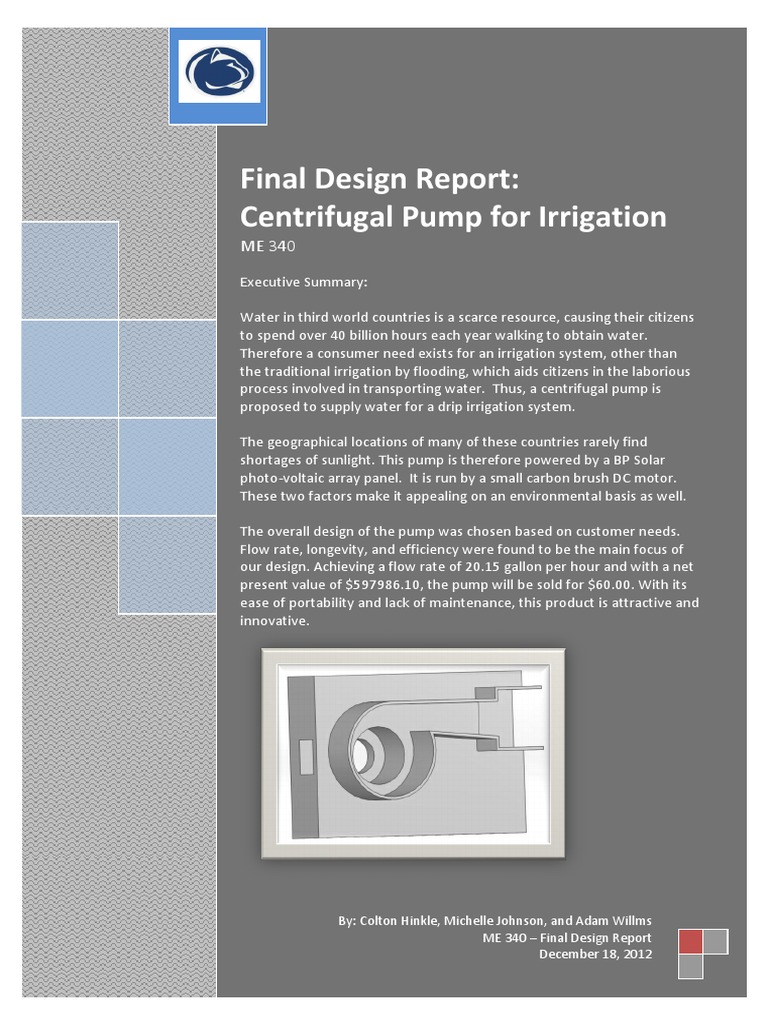 Final Design Report | PDF | Prototype | Pump
