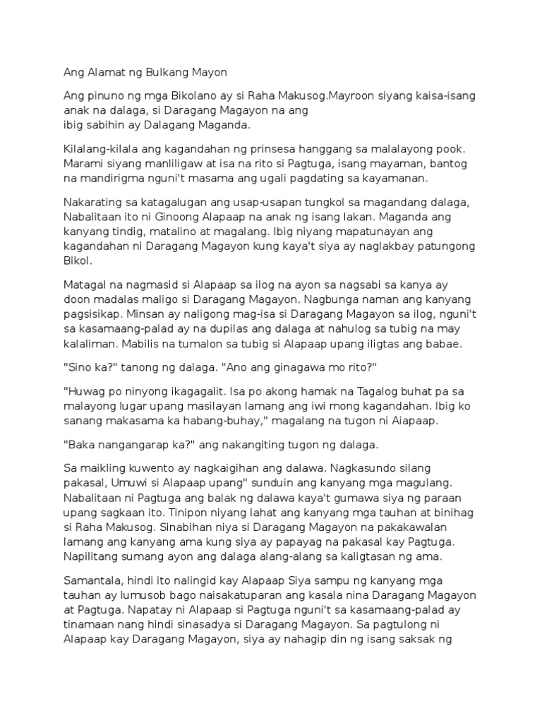 Alamat NG Bulkang Mayon | PDF