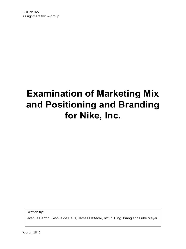Final Nike Marketing Assignment | PDF | Nike | Brand