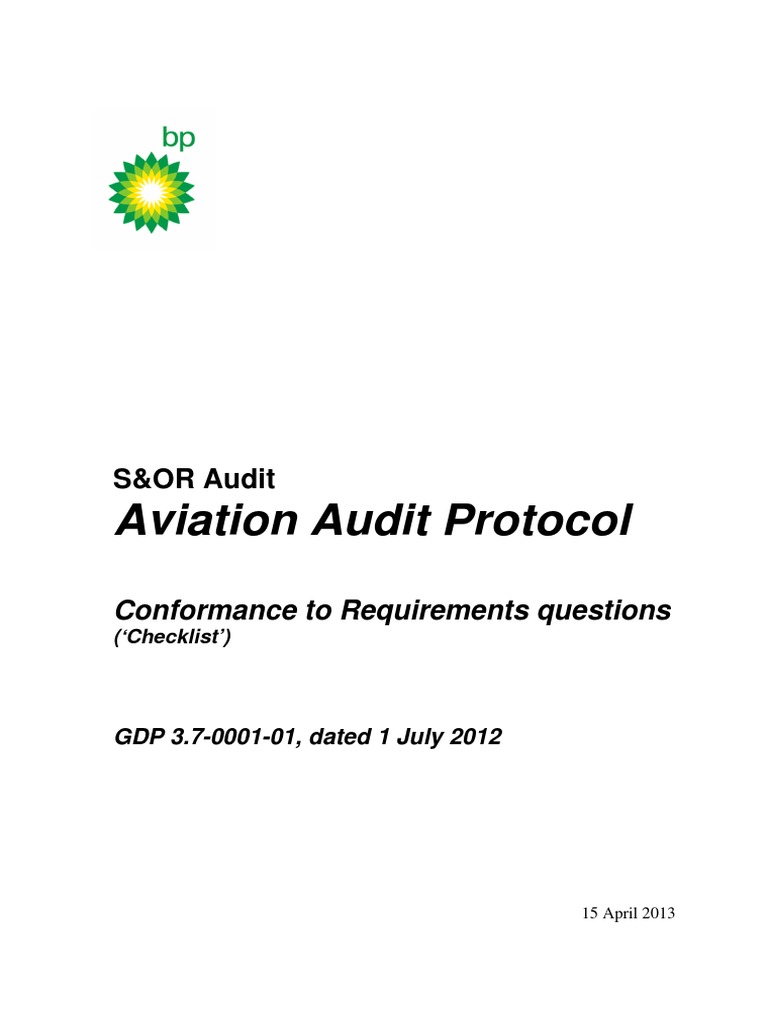 BP Aviation Audit Checklist | PDF | Risk Management | Quality Assurance