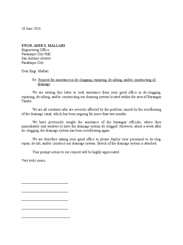 Paranaque City Hall Letter Re Drainage 2 | PDF