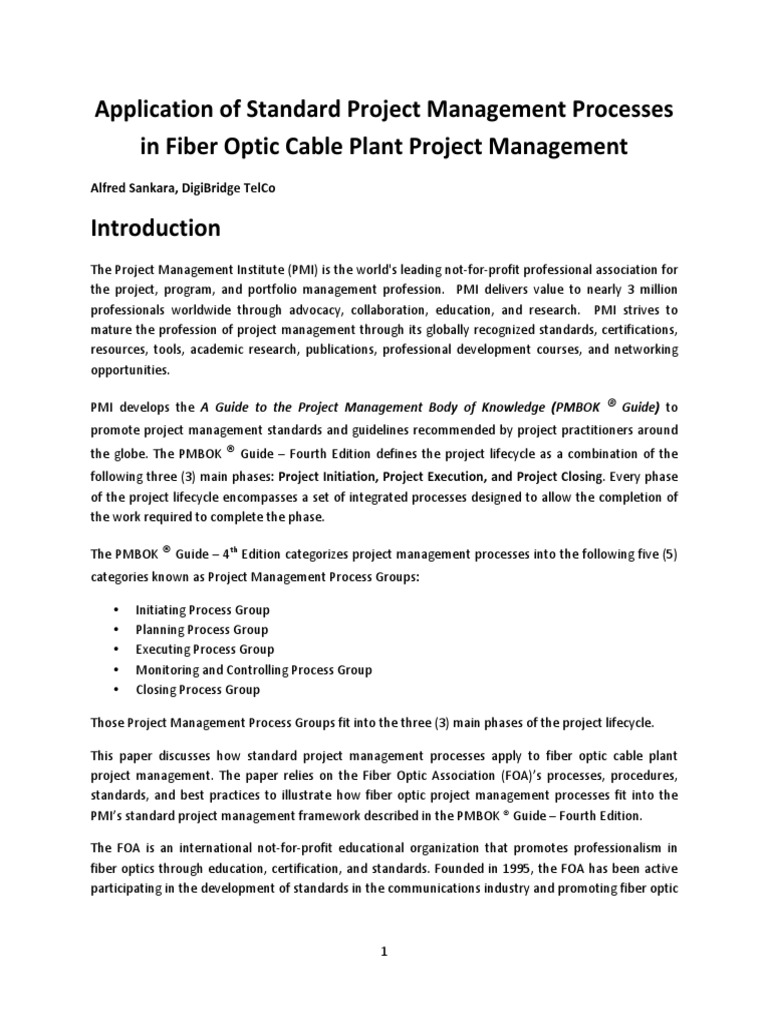 1 Fiber Optic Project Management | Project Management | Procurement