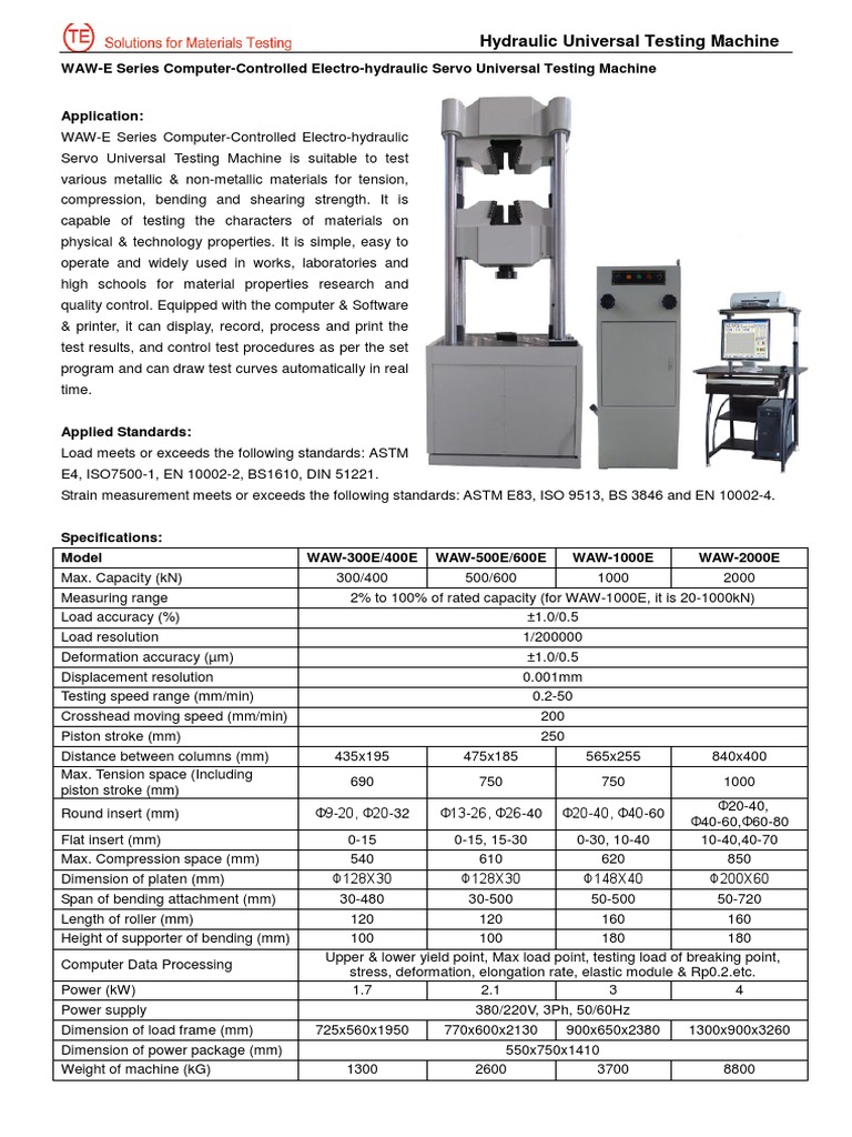 Hydraulic Universal Testing Machine Overview | PDF | Deformation ...