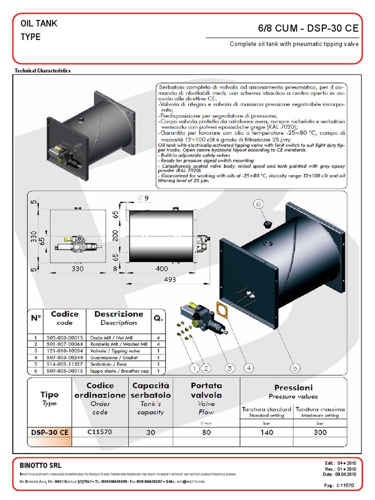 Oil Tank Type: 6/8 CUM - DSP-30 CE | PDF