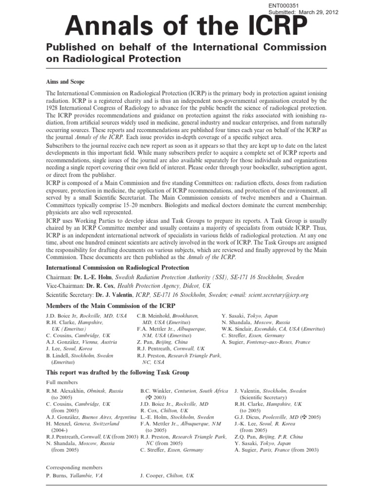 ICRP 2007 Radiological Protection Guide | PDF | Absorbed Dose ...