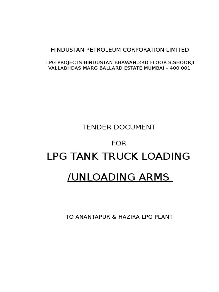 LPG Loading and Unloading Arms - Technical Specification - Hindustan ...