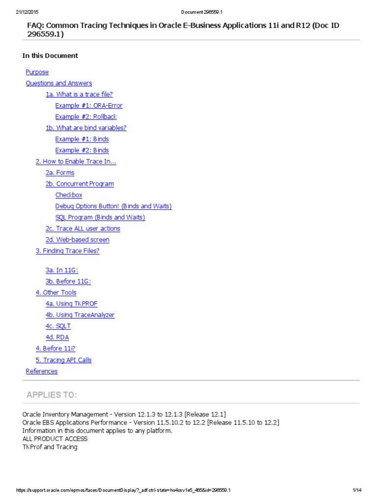 Common Tracing Techniques in Oracle EBS | PDF