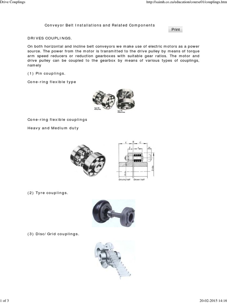 Drives Couplings.: Conveyor Belt Installations and Related Components | PDF