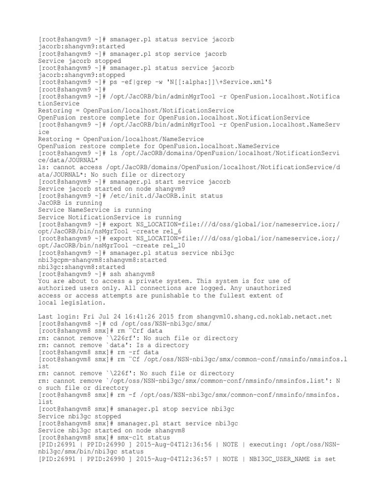 JacORB and NBI3GC Service Management | PDF | Utility Software | Computer Networking