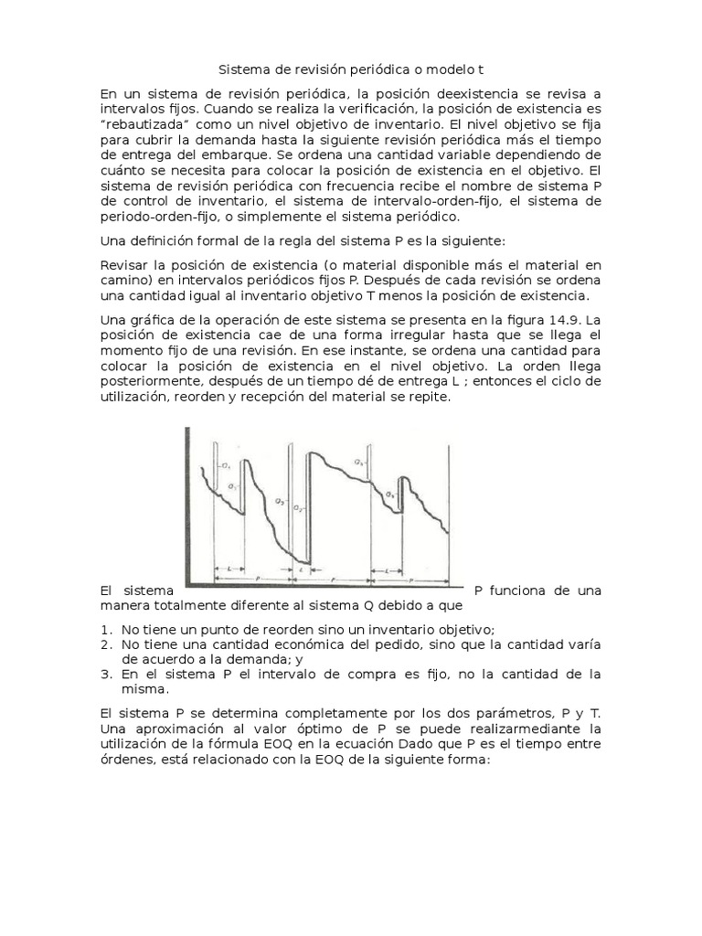 Sistema de Revisión Periódica o Modelo t | Inventario | Matemáticas