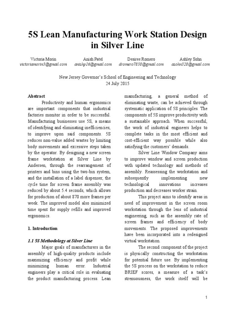 5S Lean Manufacturing Work Station Design in Silver Line PDF | PDF ...