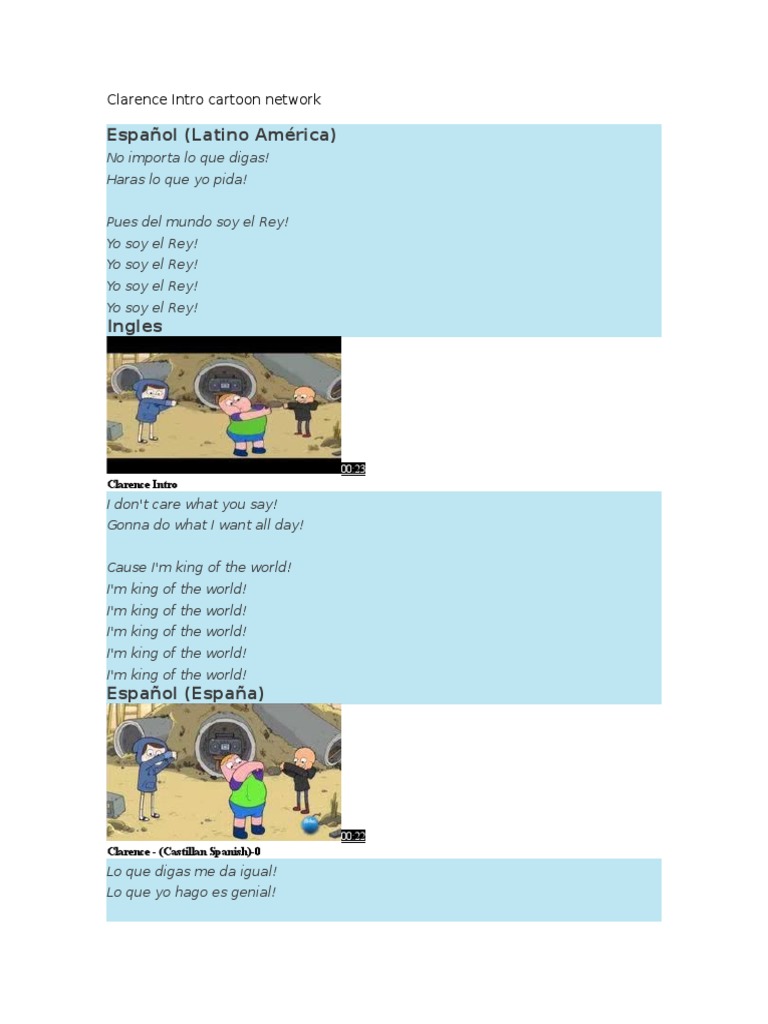 Clarence Intro Cartoon Network | PDF