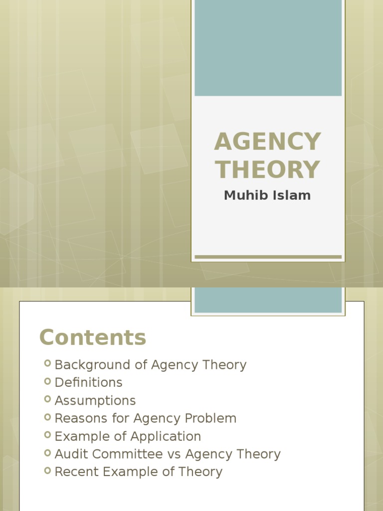 Agency Theory and Resolving It | PDF | Audit Committee | Law Of Agency