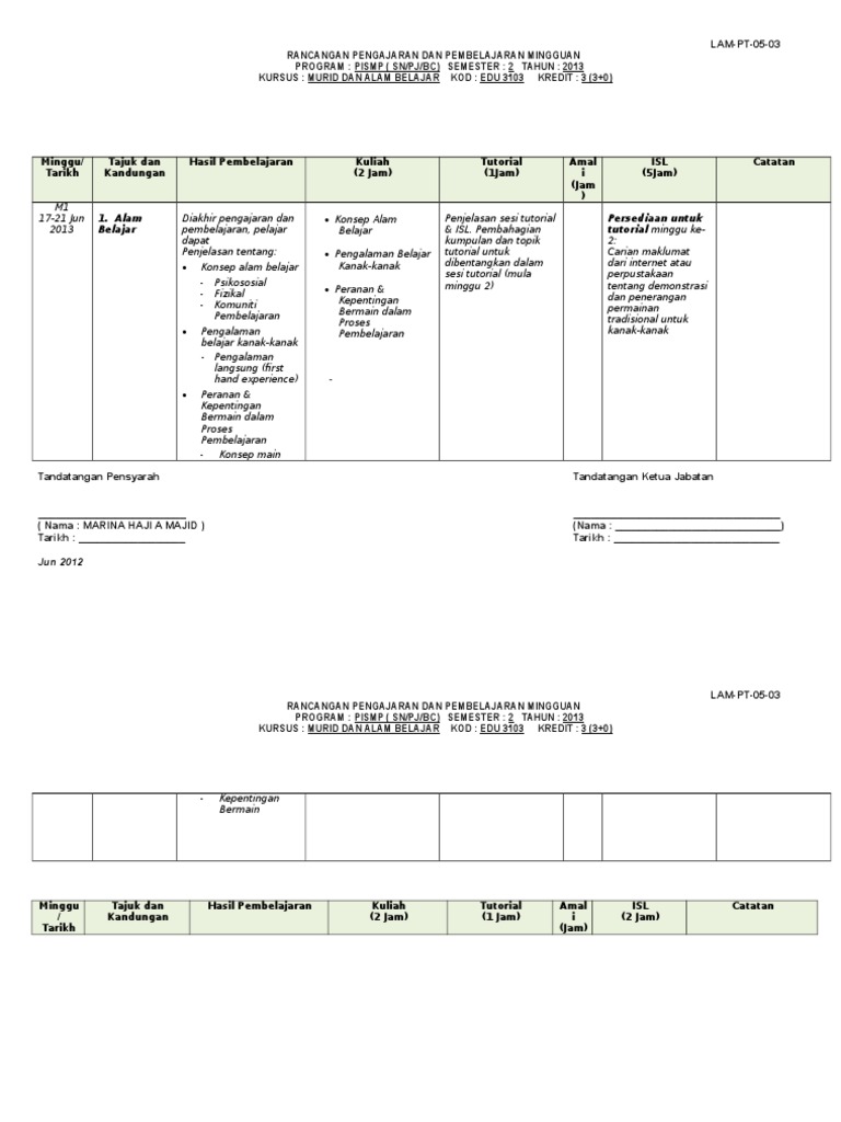 RPH Lam PT 05-03 | PDF