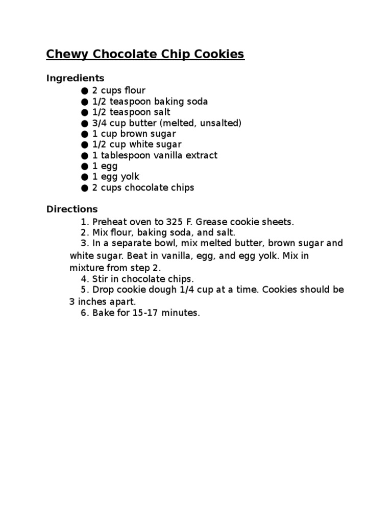 Chewy Chocolate Chip Cookies | PDF