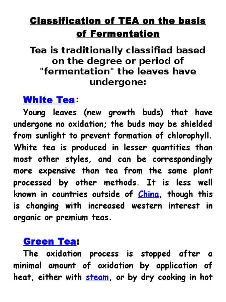 Tea Classification by Fermentation | PDF
