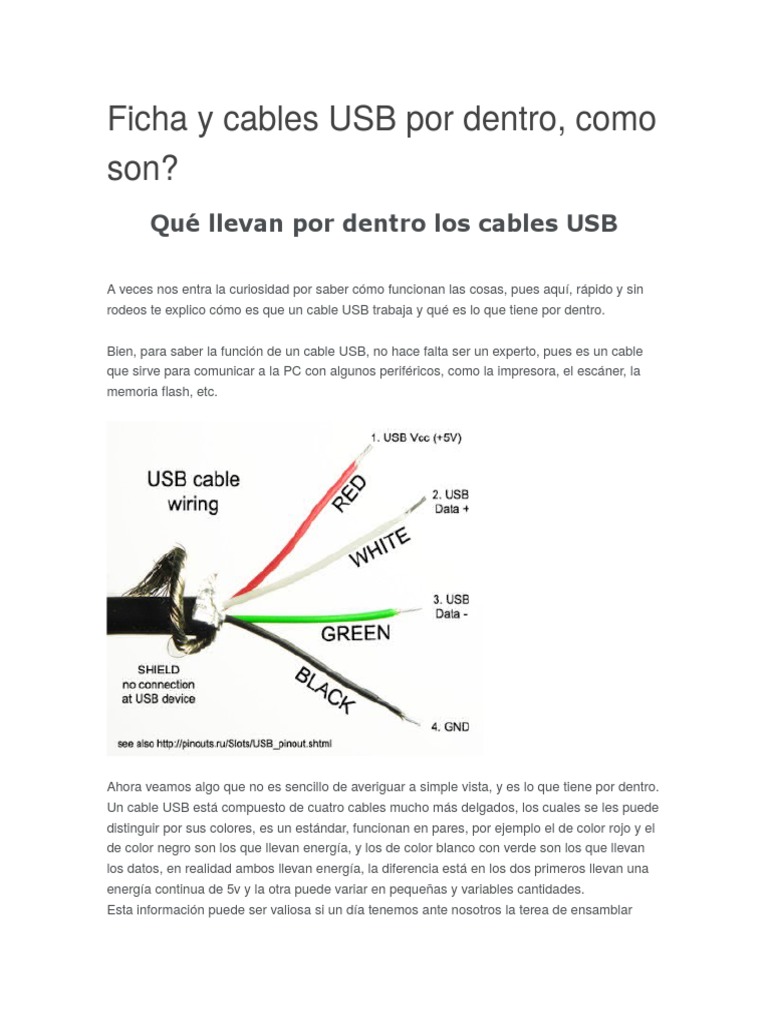 Estructura y colores de cables USB | PDF | USB | Periférico