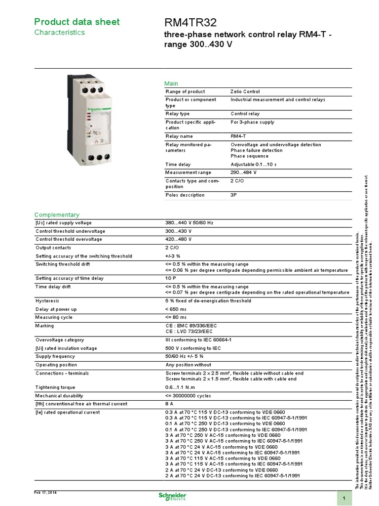 Schneider Zelio Control RM4TR32-356472 | PDF | International ...
