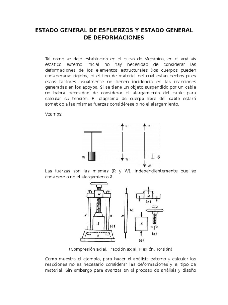 Estado General de Esfuerzos y Estado General de Deformaciones | PDF | Resistencia de materiales ...