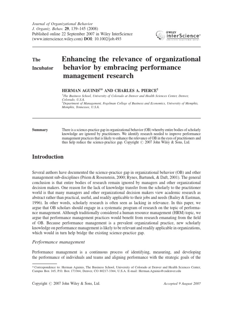 Enhancing The Relevance of Organizational | PDF | Performance ...
