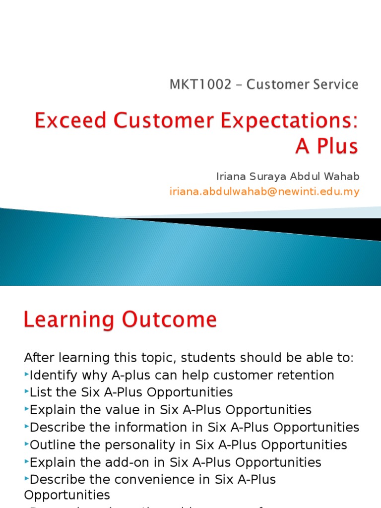 Topic 4 - Exceeding Customer Expectations | PDF | Sales | Psychology