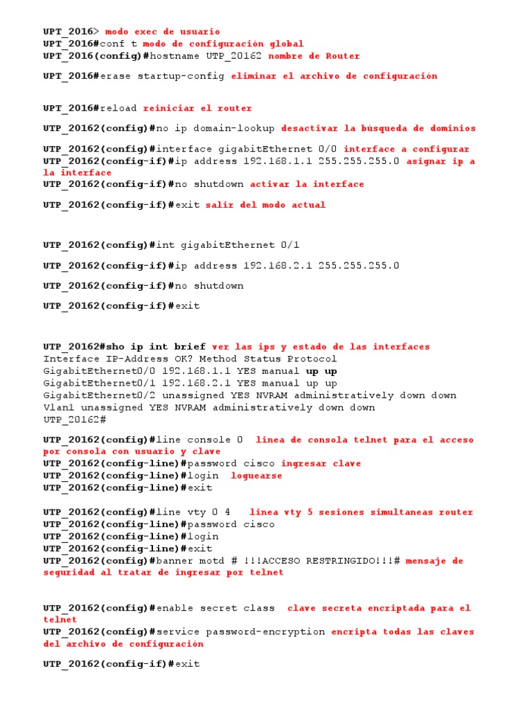 Comando Cisco Basico | Enrutador (Computación) | Protocolos de internet